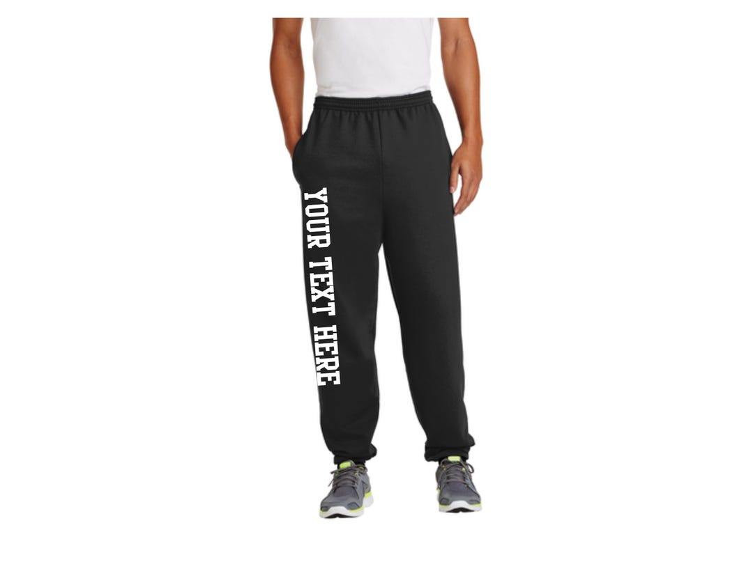 Custom Text Fleece Sweatpants: Personalized Unisex Pants With Pockets ...
