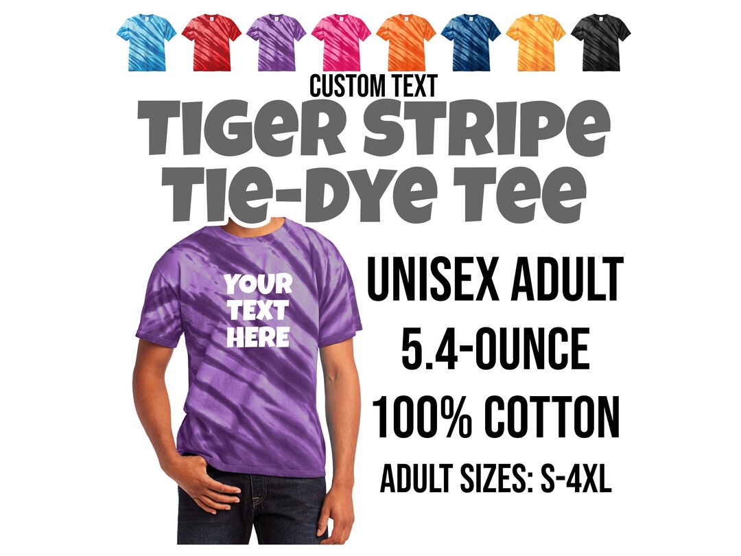 Custom Text Tiger Stripe Tie-dye Tee - Etsy