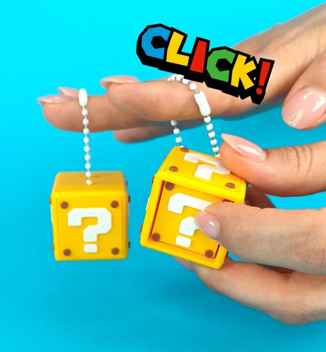 3D Printed - Super Mario Question Block Clickers / Keychain - Fidget ...