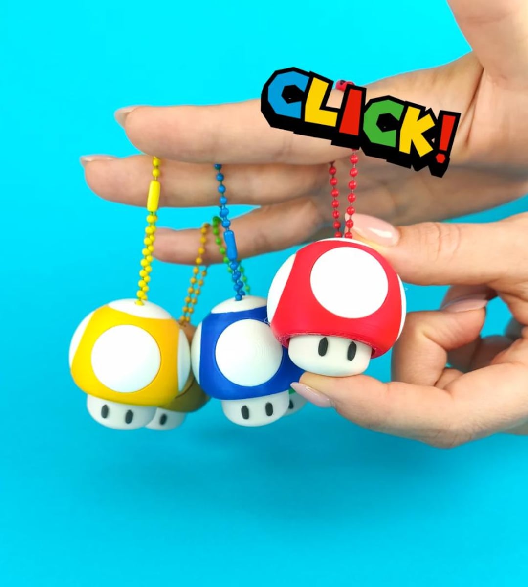 3D Printed - Super Mario Mushroom Fidget Clicker - Keychain - Very ...