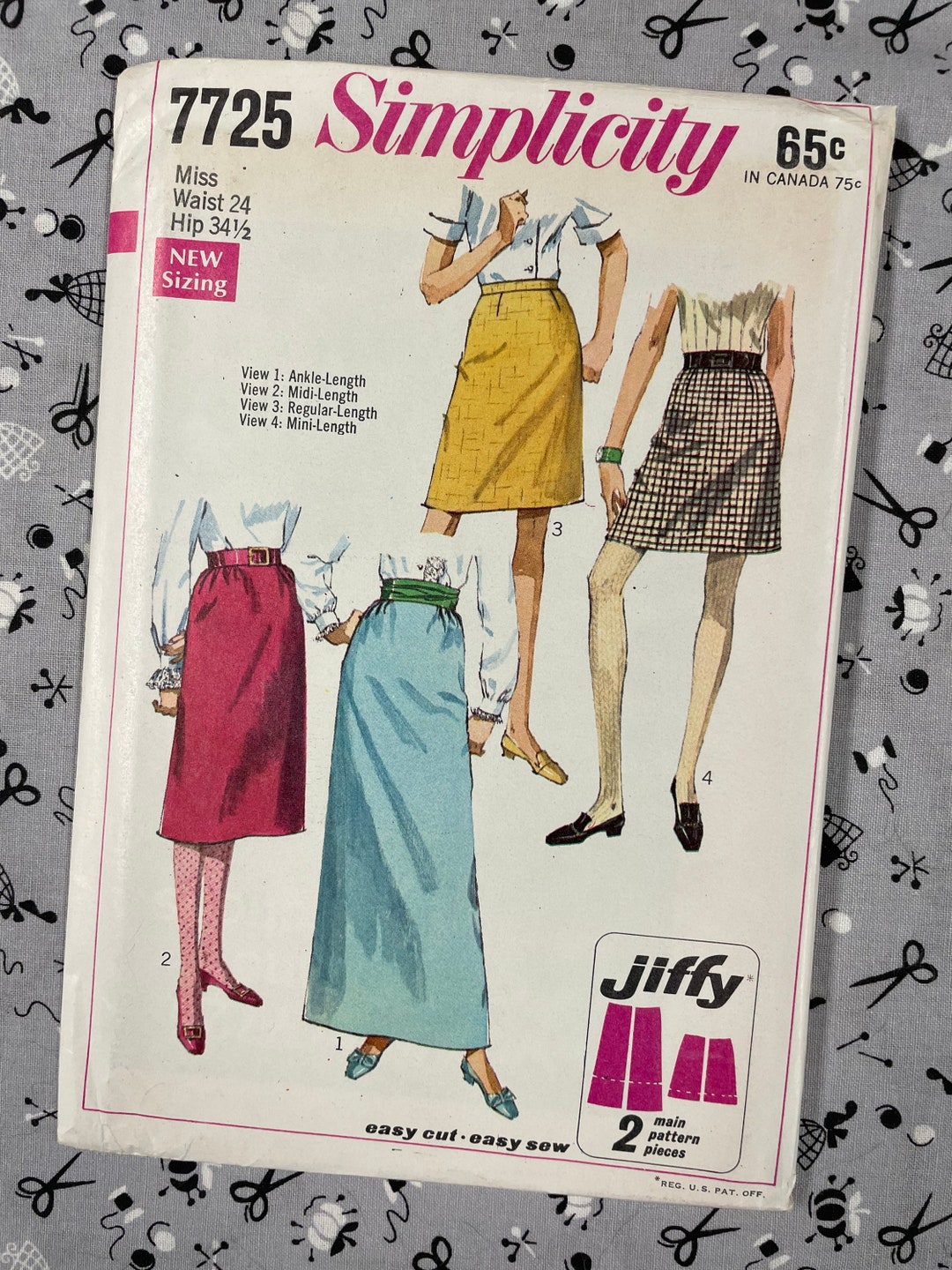 Simplicity 7725 UNCUT Vintage Sewing Pattern for Misses Jiffy Skirt in ...