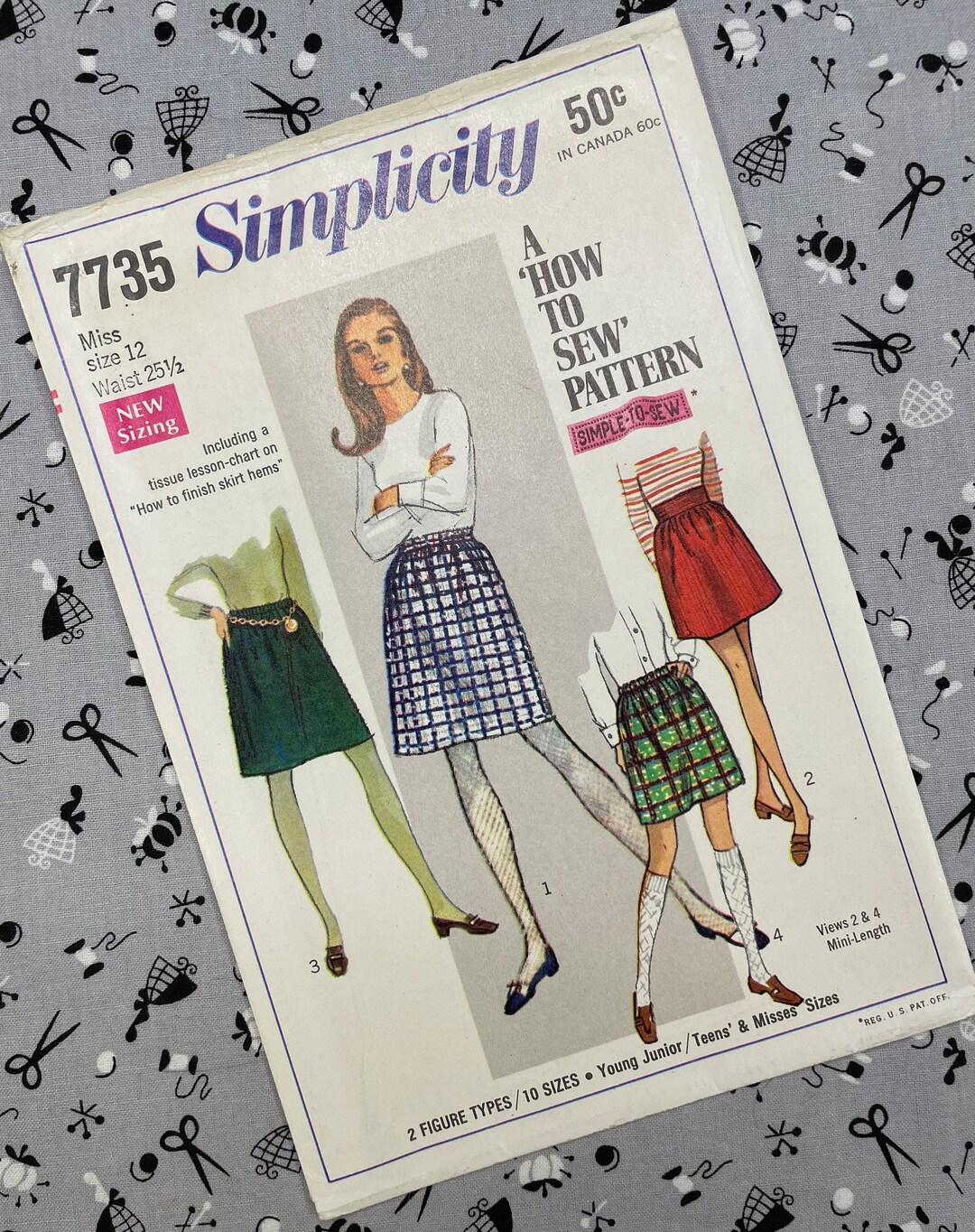Simplicity 7735 UNCUT Vintage Sewing Pattern for Misses Skirts in Two ...