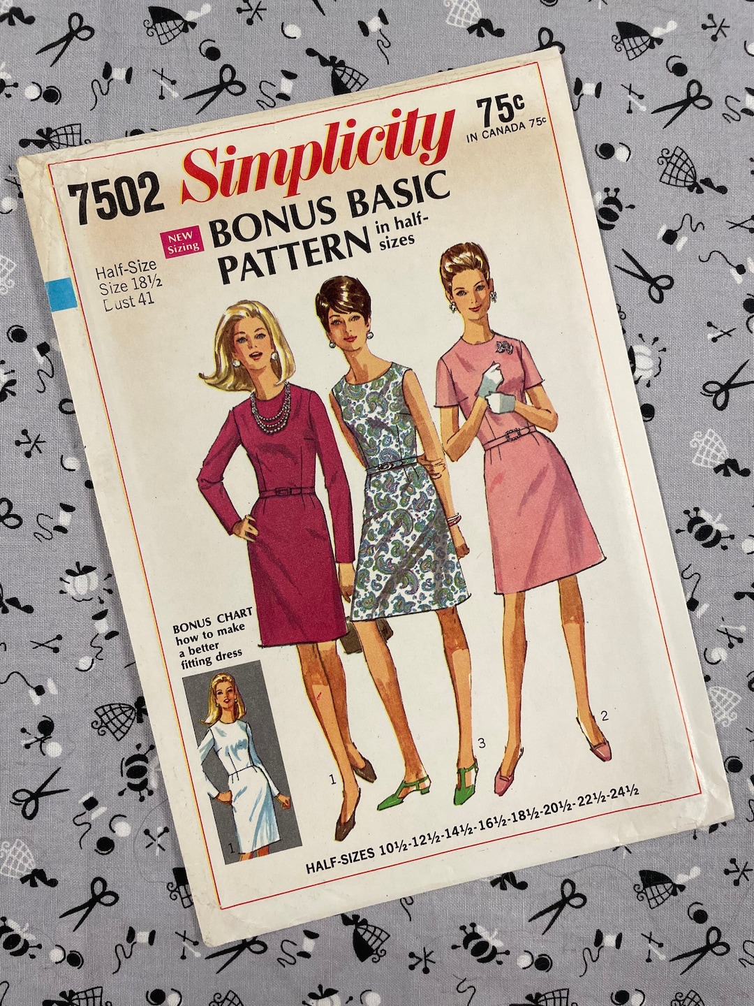 Simplicity 7502 UNCUT Vintage Sewing Pattern for Half Sizes Bonus Basic ...