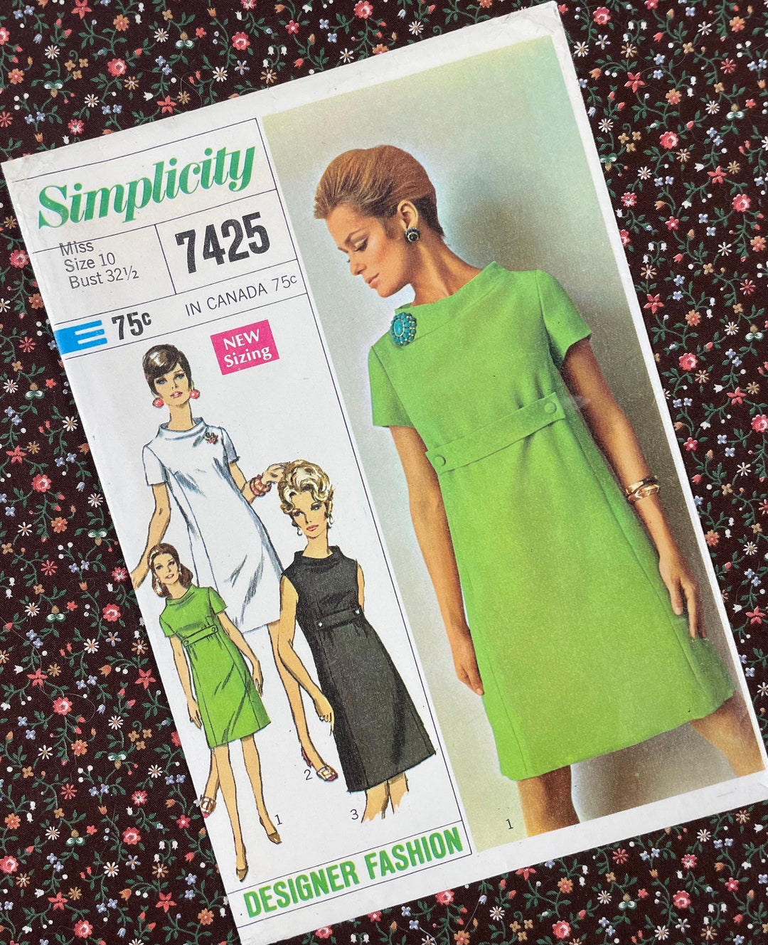 Simplicity 7425 UNCUT Vintage Sewing Pattern for Misses Dress Size 10 ...