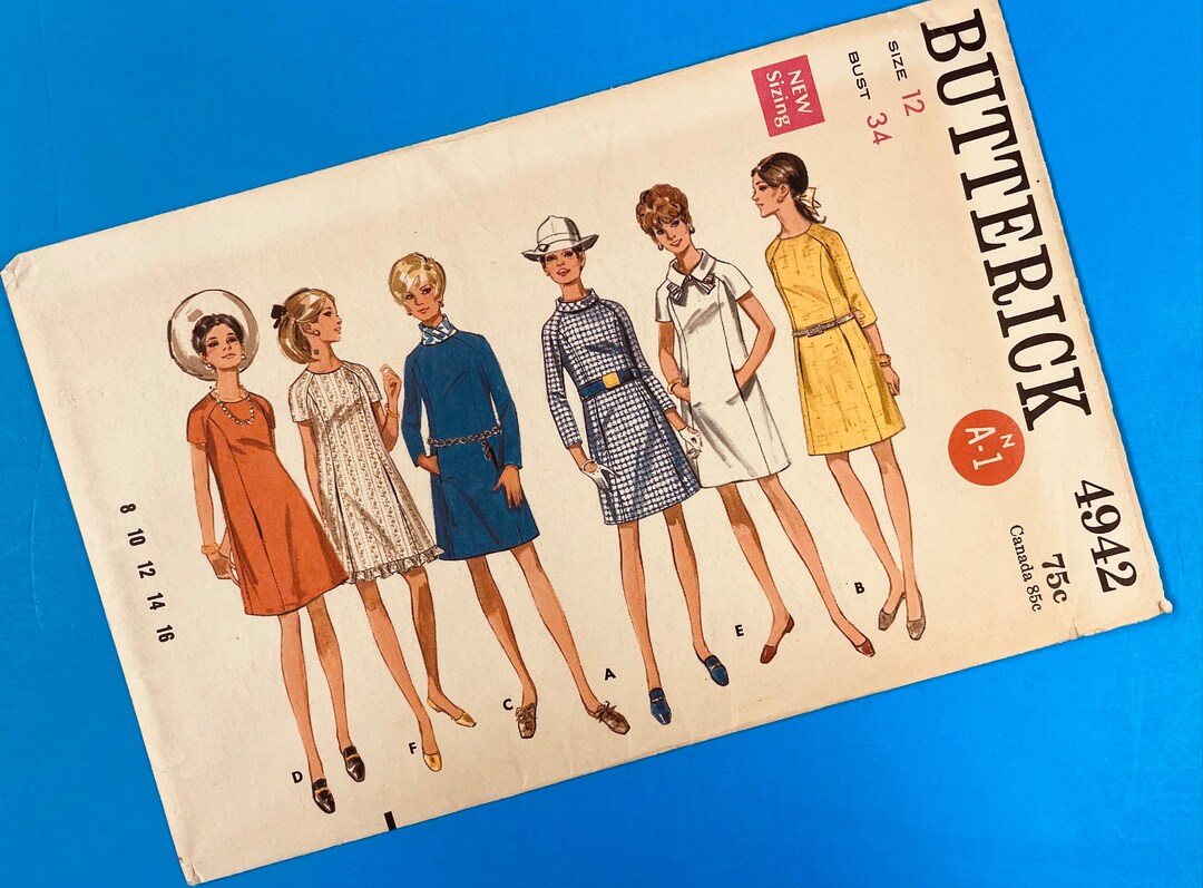 Butterick 4942 UNCUT Vintage Sewing Pattern for Misses Dress Size 12 - Etsy