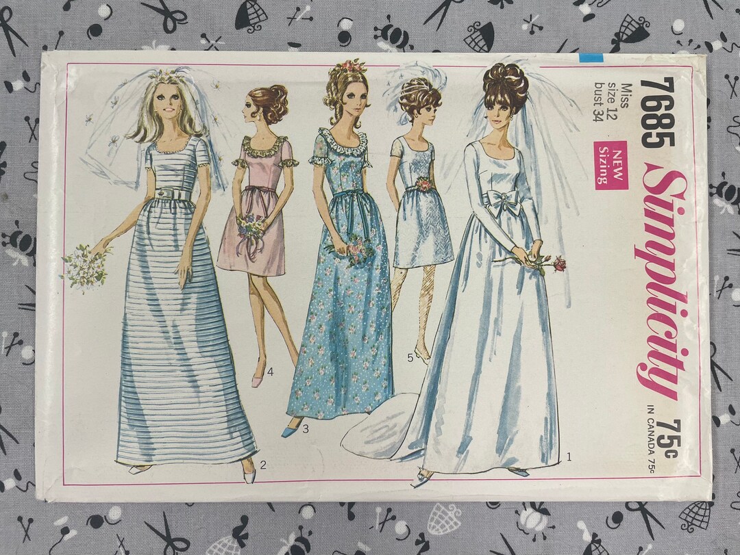 Simplicity 7685 UNCUT Vintage Sewing Pattern for Misses Wedding or ...