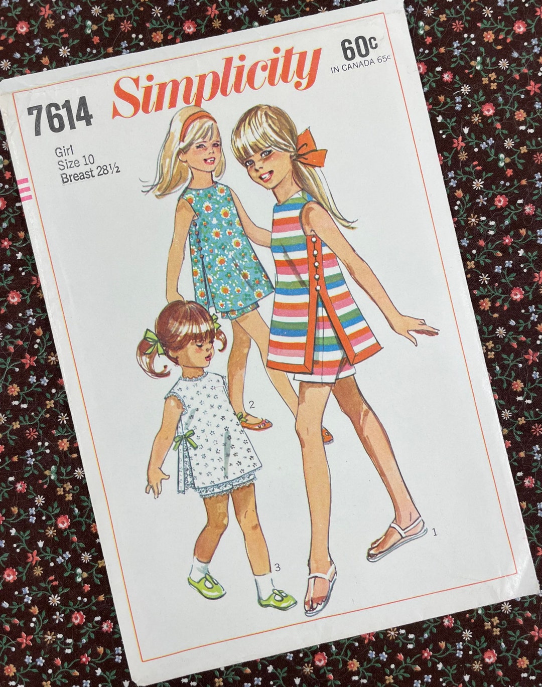 Simplicity 7614 UNCUT Vintage Sewing Pattern for Girls Tunic & Shorts ...