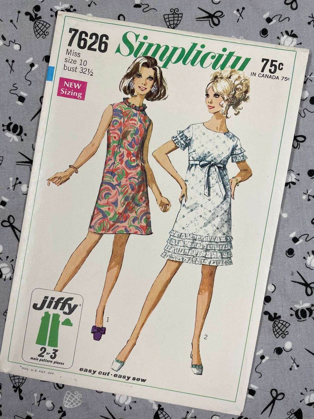 Simplicity 7626 UNCUT Vintage Sewing Pattern for Misses Jiffy Dress ...