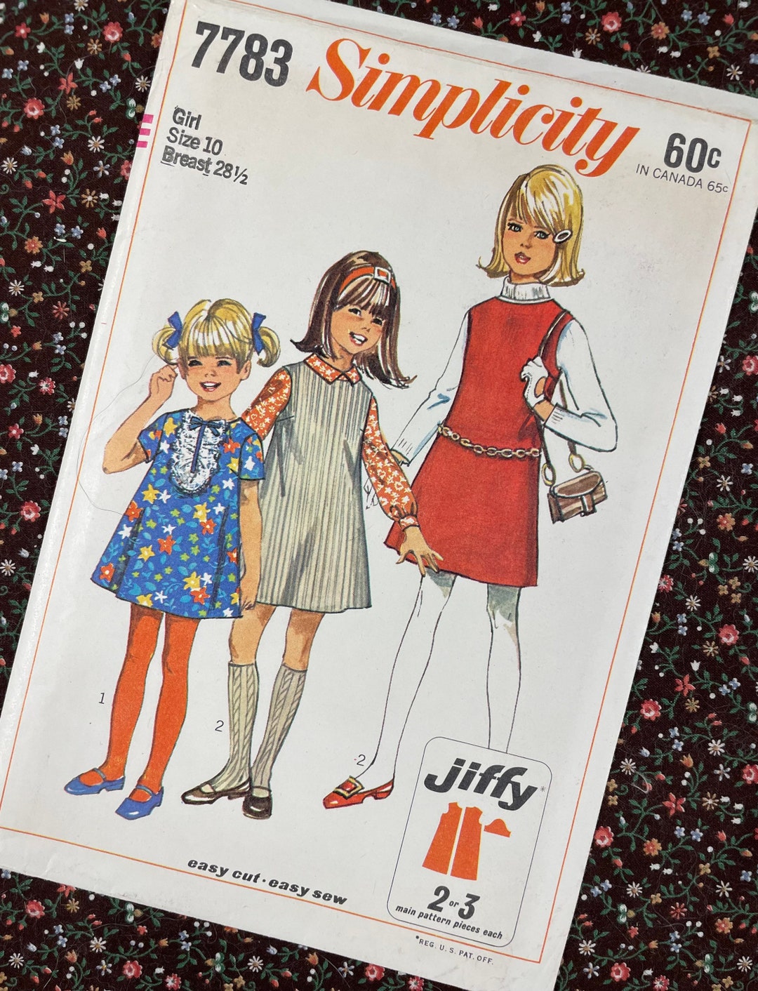Simplicity 7783 UNCUT Vintage Sewing Pattern for Girls Jiffy Dress or ...
