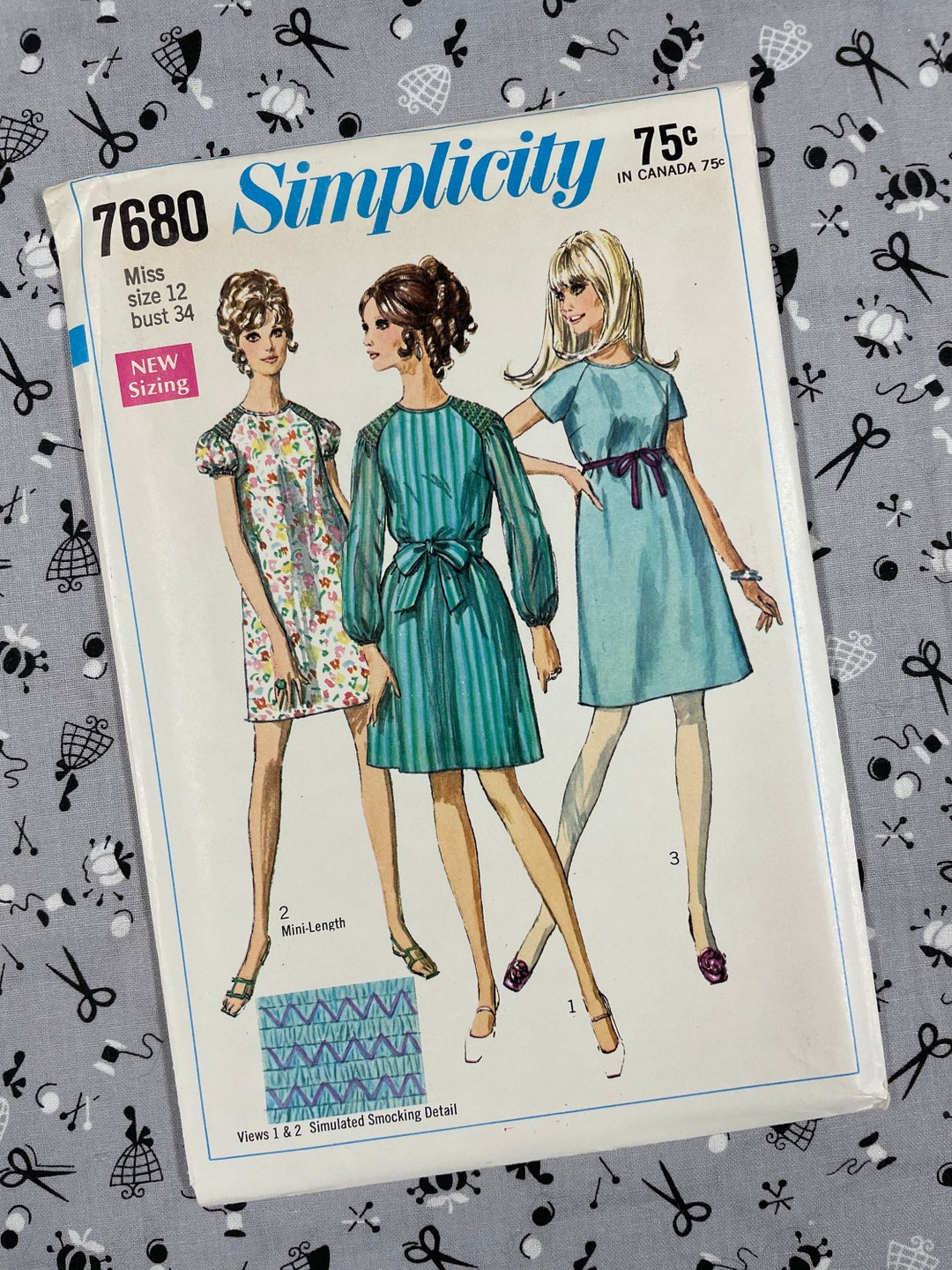 Simplicity 7680 UNCUT Vintage Sewing Pattern for Misses Dress in Two ...
