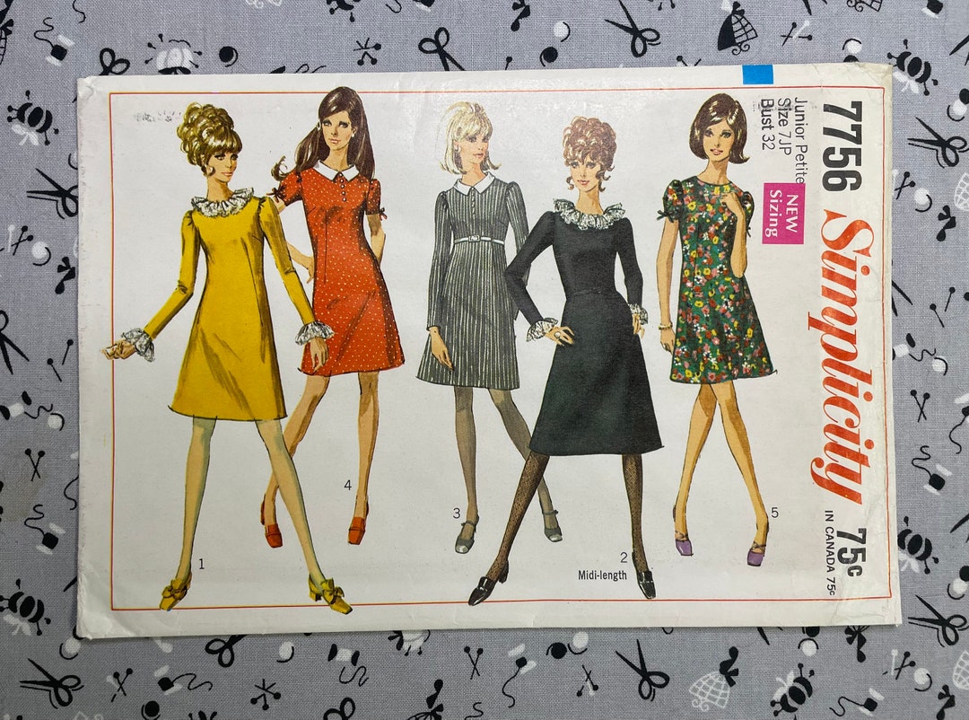 Simplicity 7756 UNCUT Vintage Sewing Pattern for Junior Petite Dress in ...