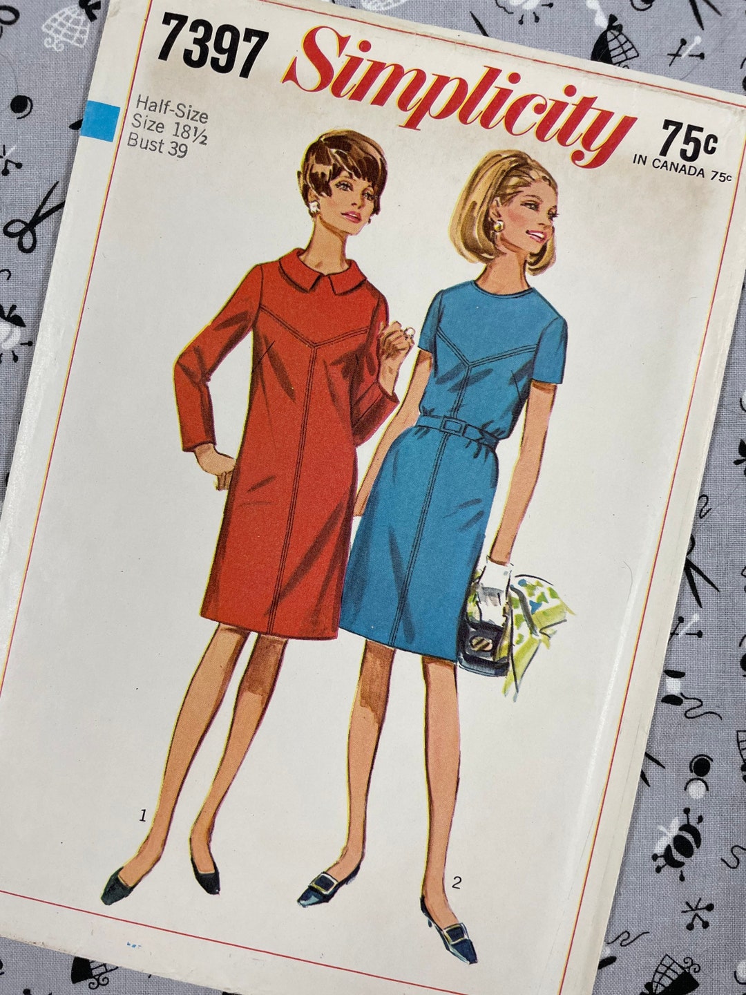 Simplicity 7397 UNCUT Vintage Sewing Pattern for Dress in Half-sizes ...