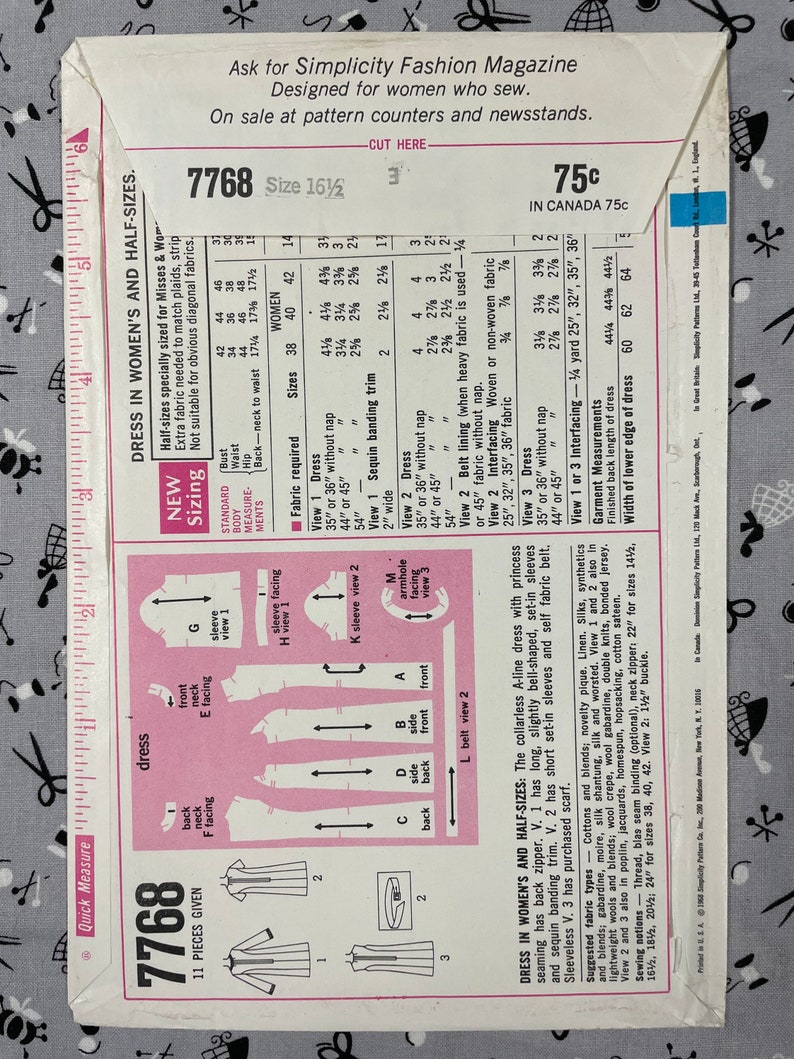 Simplicity 7768 UNCUT Vintage Sewing Pattern for Dress in - Etsy