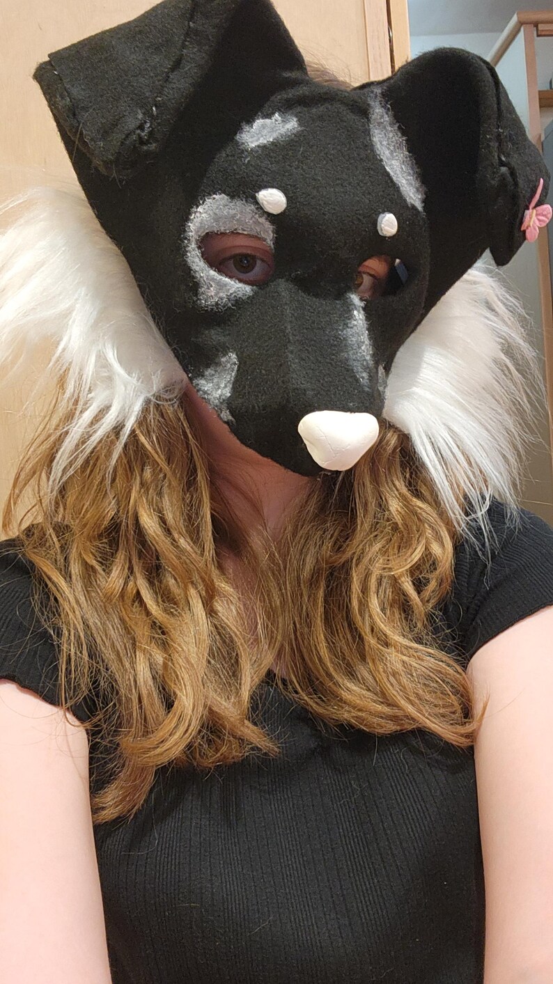 Black / White Spotted Therian-style Dog Canine Mask | Fully Lined ...