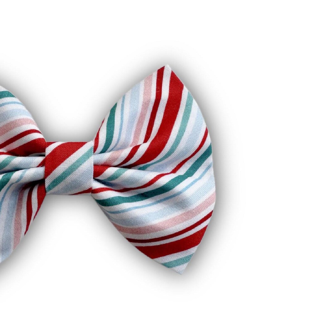 Peppermint Stripe Dog Bow Tie, Candy Stripe Pet Bow, Candy Cane Cat Bow ...