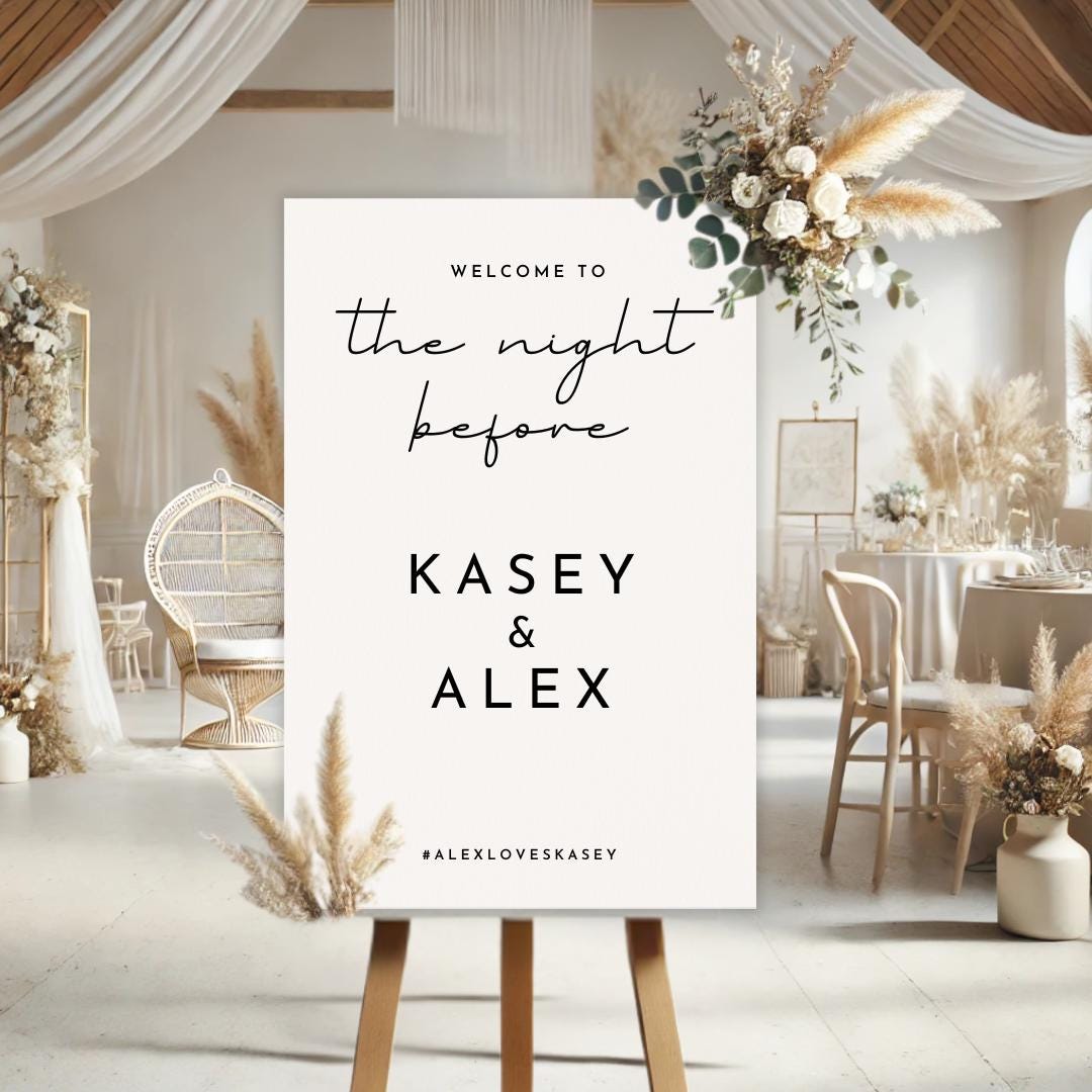 The Night Before Sign, Minimalist Simple Rehearsal Dinner Welcome Sign ...