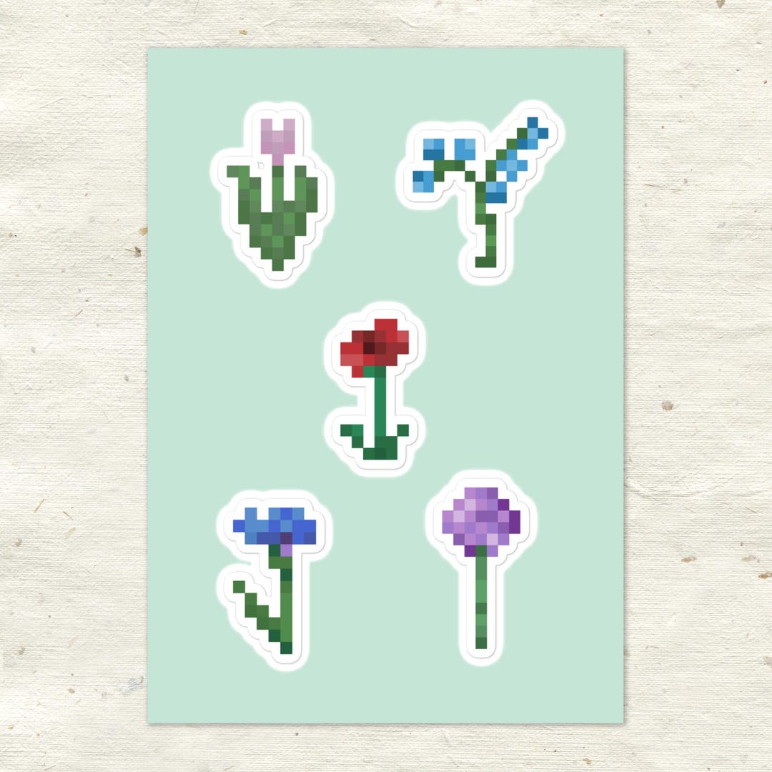 Minecraft Flower Sticker Sheet - Etsy