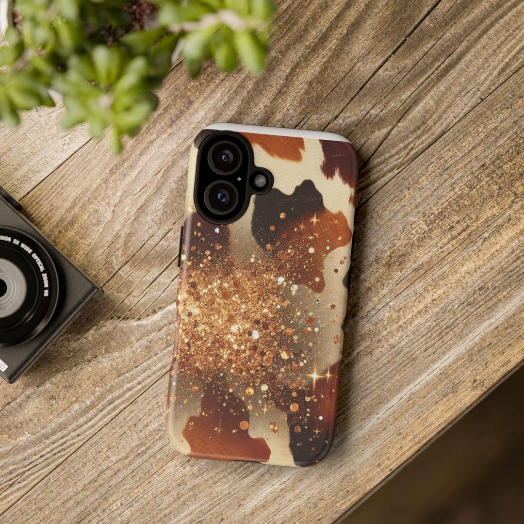 Cow Print With Gold Glitter Tough Cases - Etsy