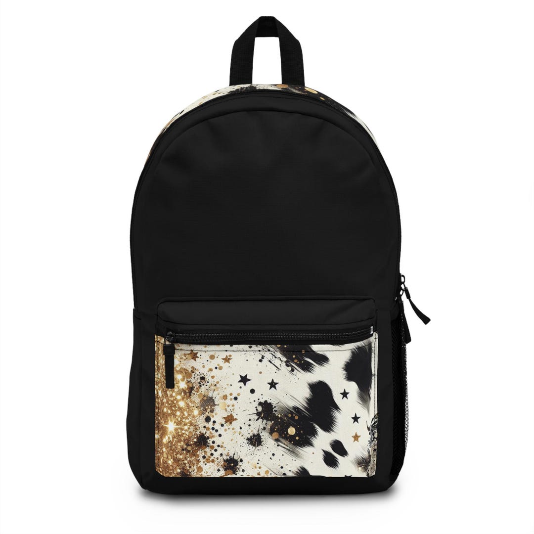 Glamorous Cow Print Backpack for Stylish Adventures, School Bag, Trendy ...