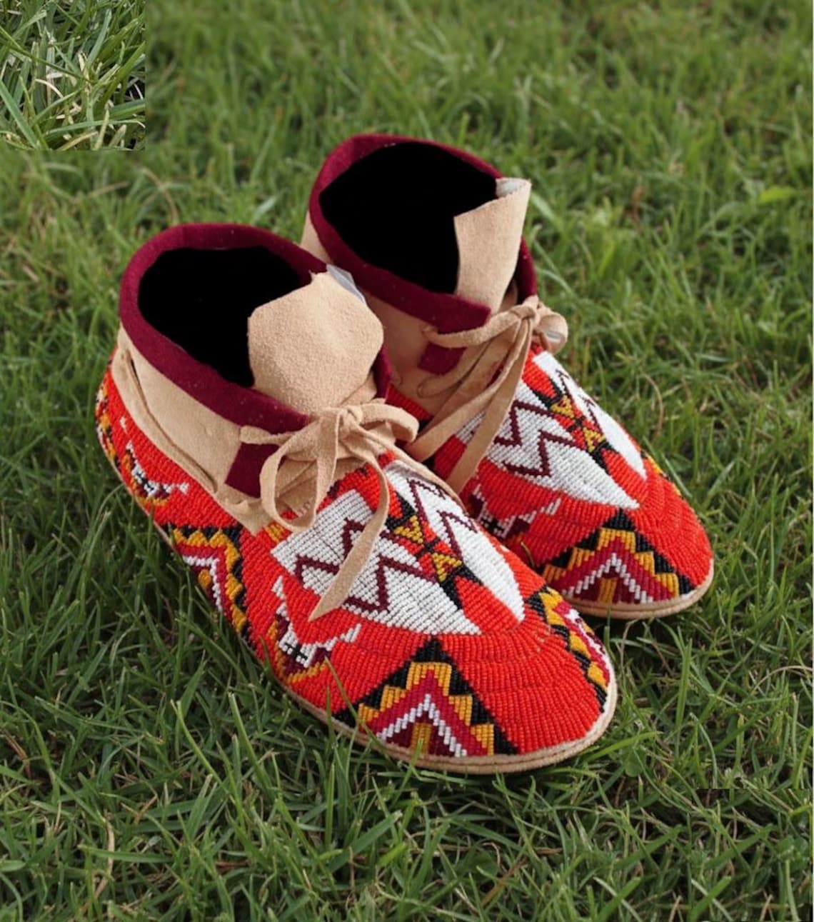 Handmade Beaded Moccasins – Native Style Leather Red Moccasins MC652 - Etsy