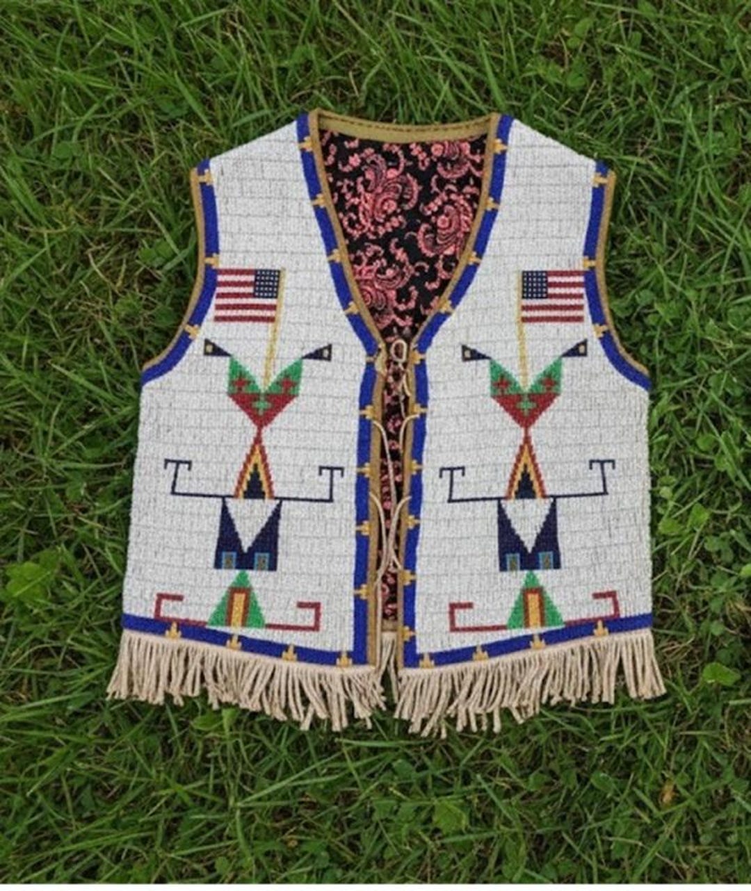 Handmade Beaded Powwow Vest | Native American Style Regalia Vest ...