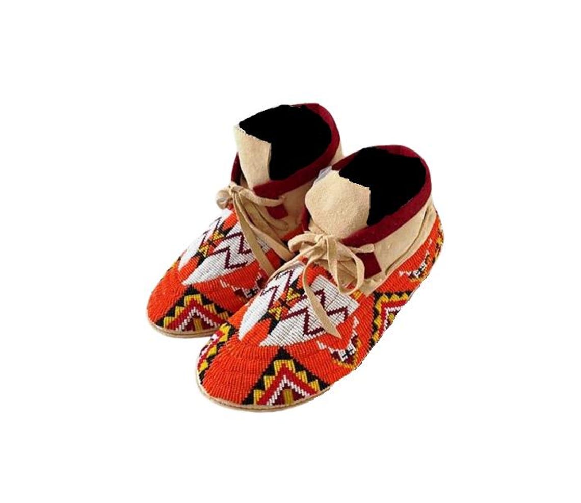 Handmade Beaded Moccasins – Native Style Leather Red Moccasins MC652 - Etsy