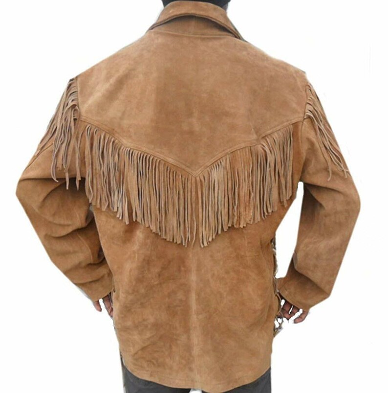 Men's Brown Suede Leather Mountain Man Shirt: Frontier Style Pullover ...