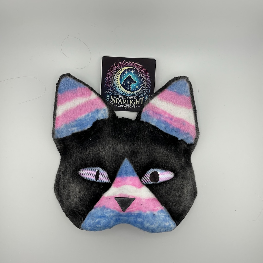 Transgender Flag Inspired Cat, Animal Mask/therian Mask - Etsy