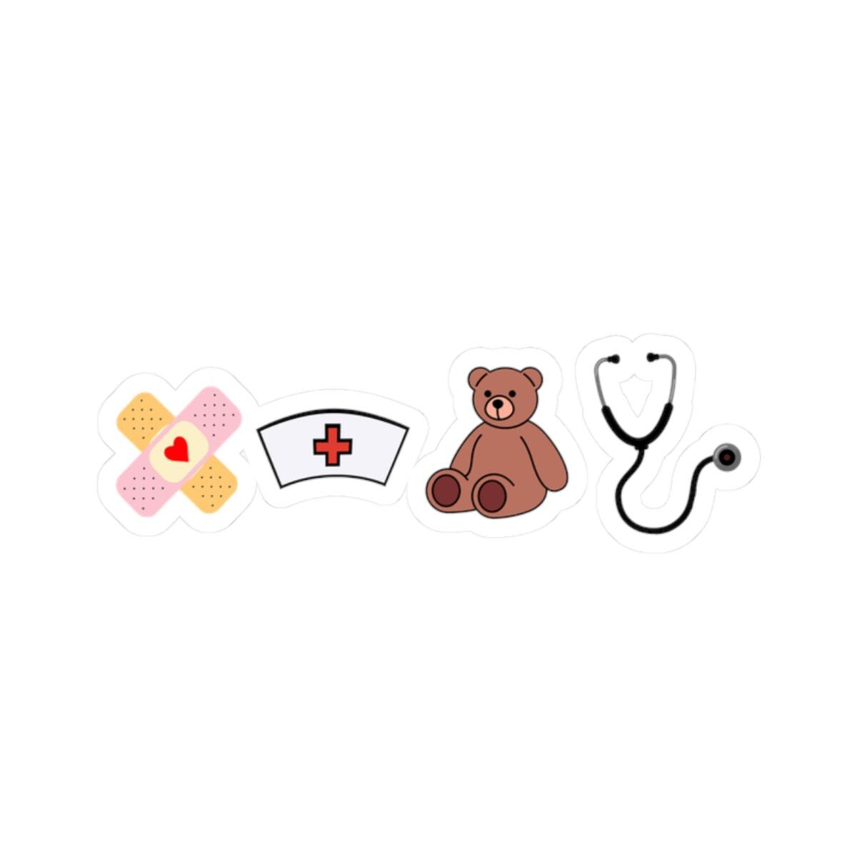 Pediatrics Teddy Bear & Bandaids Kiss-cut Sticker - Etsy