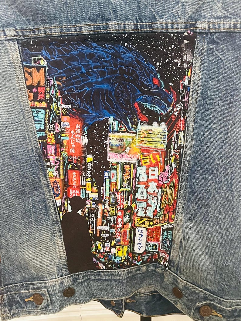 Upcycled Levi's Jean Vest With Godzilla Y2K T-shirt, Small - Etsy