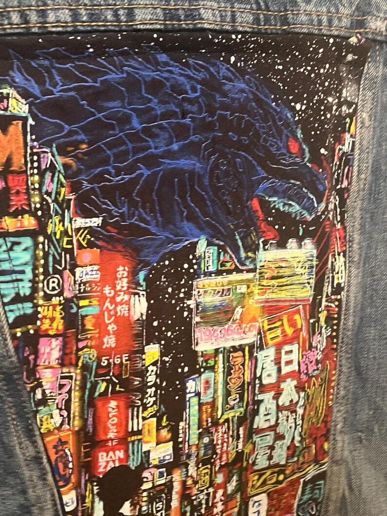 Upcycled Levi's Jean Vest With Godzilla Y2K T-shirt, Small - Etsy