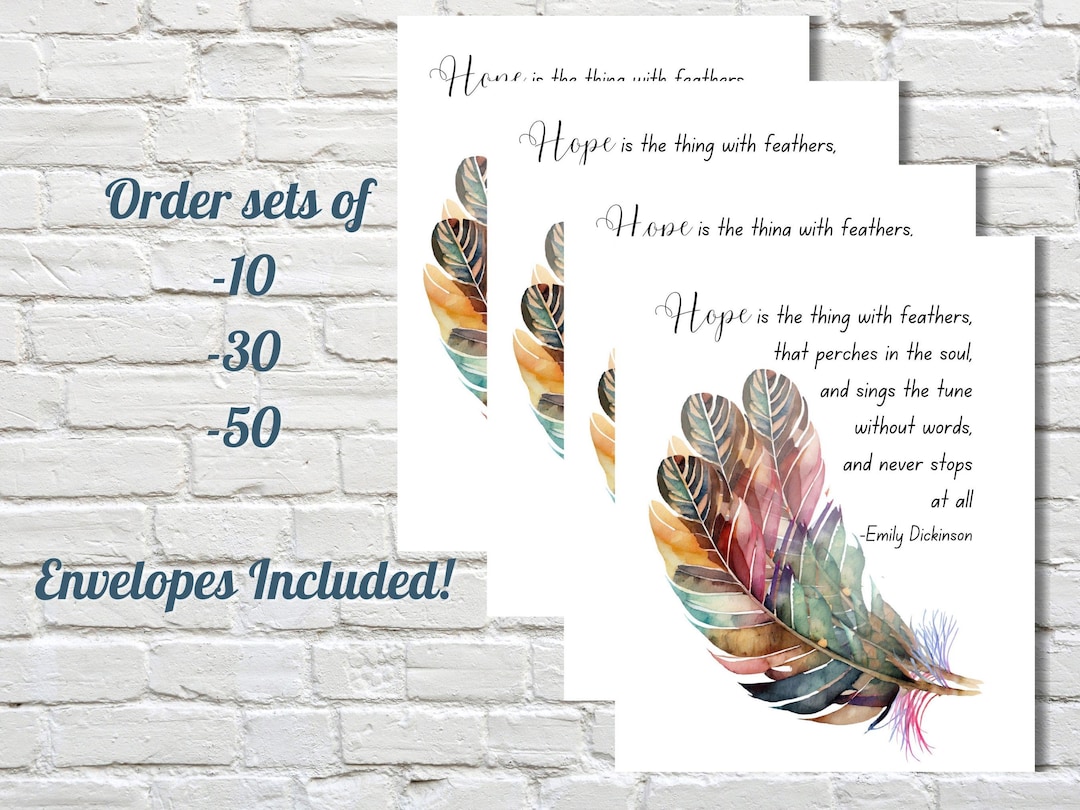 Emily Dickinson Hope Poem Postcard Set: Inspirational Stationery With ...