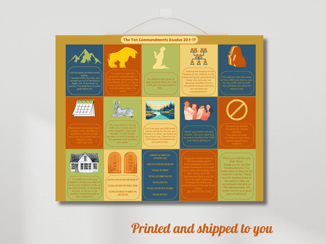 Ten Commandments Poster for Christian Schools, Scripture Posters for ...