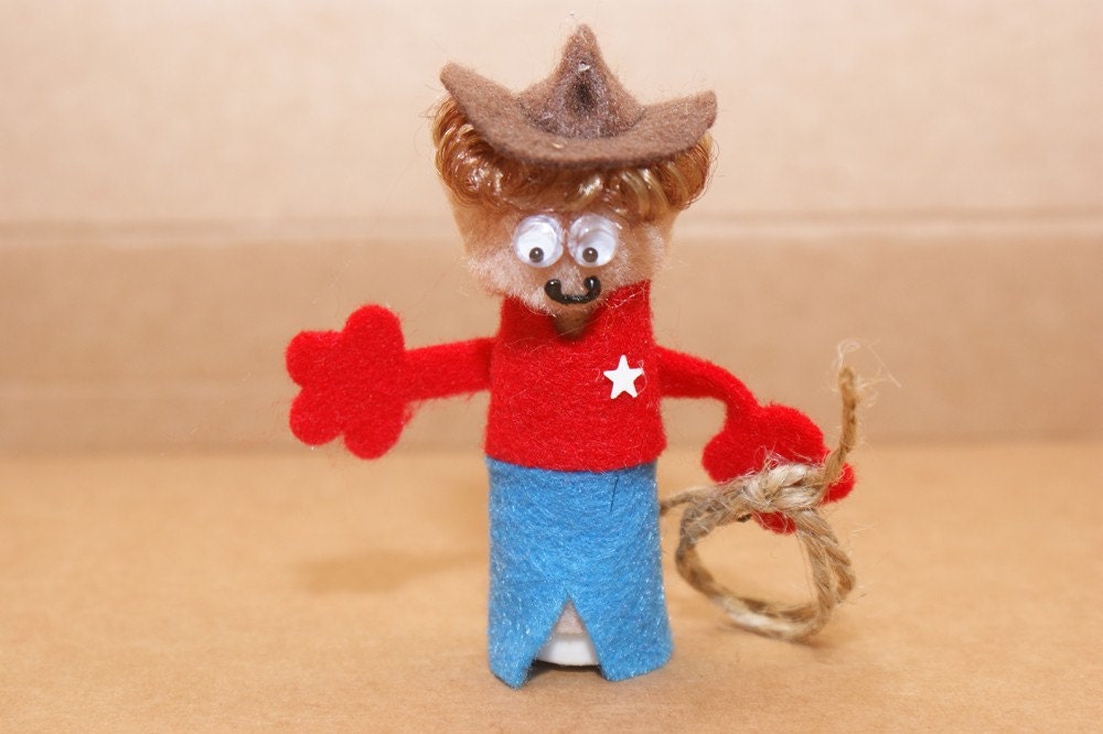 Cowboy Finger Puppet - Etsy