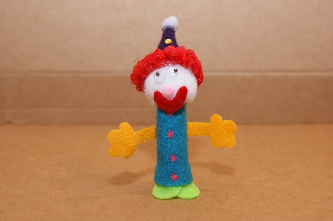 Clown With Tall Hat Finger Puppet - Etsy