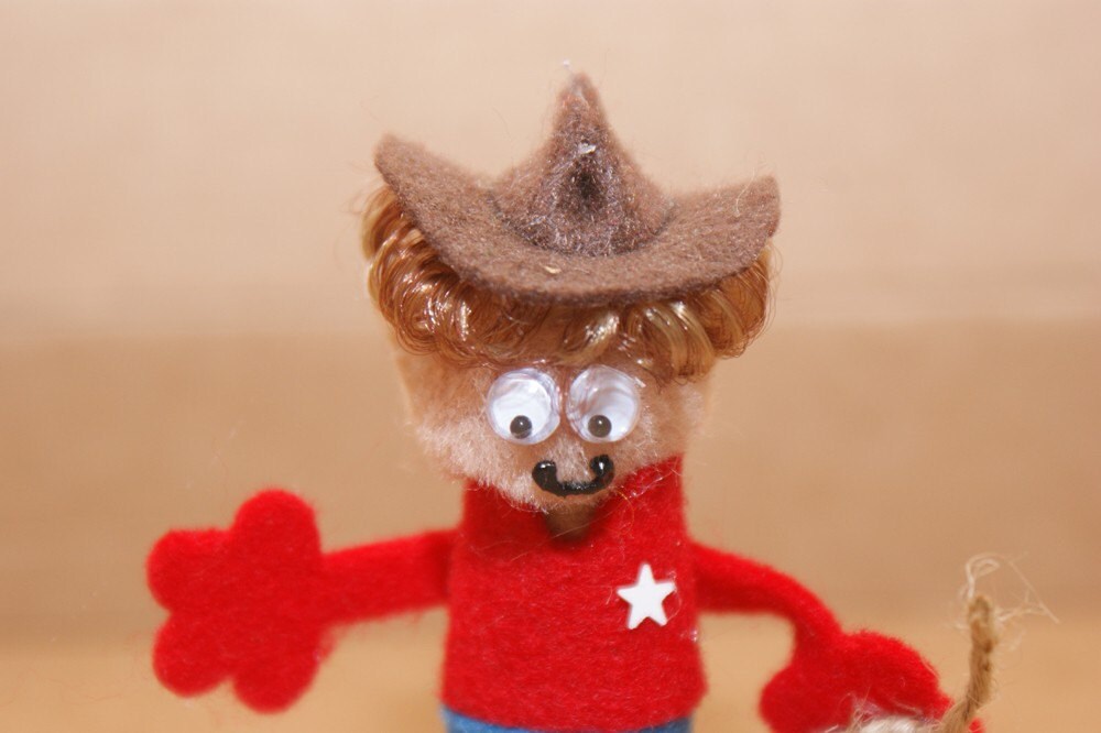 Cowboy Finger Puppet - Etsy