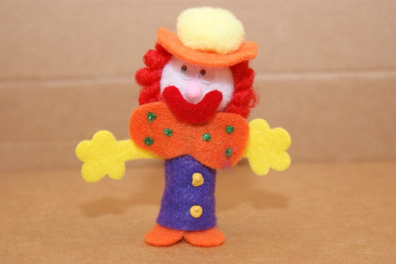 Clown With Bow Tie Finger Puppet - Etsy