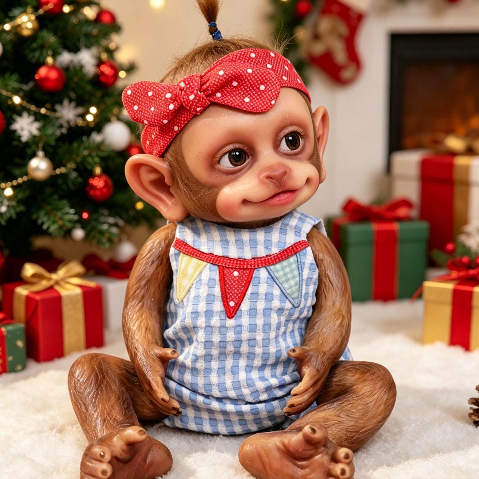14 Inches Full Body Silicone Monkey Baby: Realistic Handmade Newborn ...