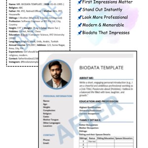 Wedding Biodata Template | Editable Canva Matrimony CV | Classic ...