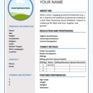 Wedding Biodata Template | Editable Canva Matrimony CV | Classic ...