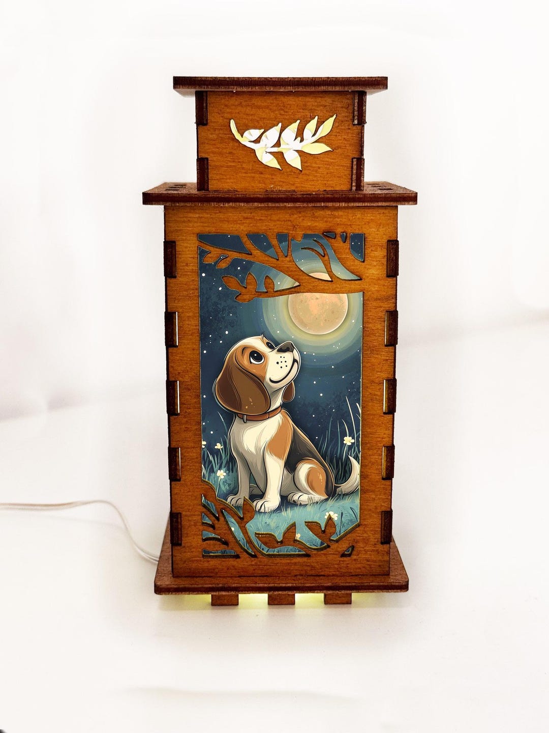 Beagle Dog Wooden Lamp Lantern, Dog Glowing Wooden Light - Etsy