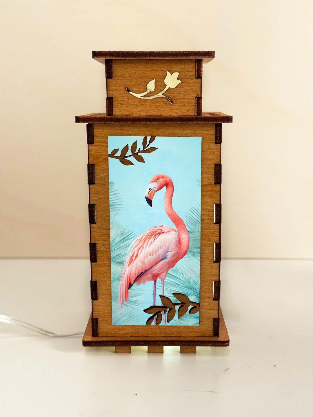 Blue Flamingo Bird Wooden Night Lamp Lantern, Bird Wooden Light - Etsy