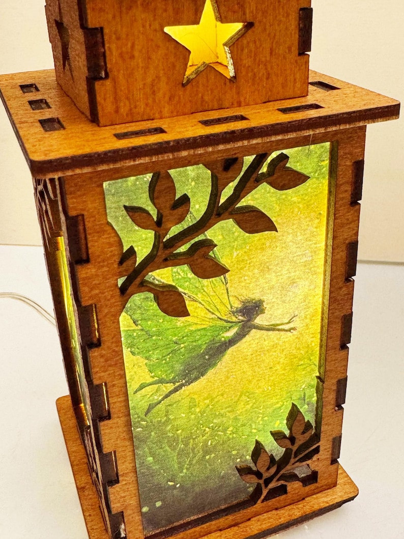Fantasy Fairy Night Lamp Lantern, Magical Fairy Forest Glowing Wooden ...