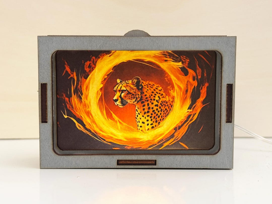 Cheetah in Flame Artistic Night Lamp Lantern, Cheetah Savannah Africa ...