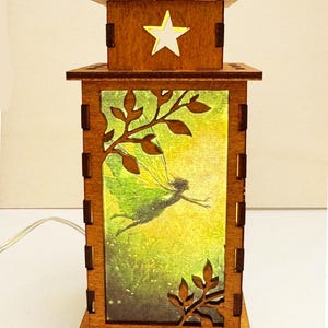 Fantasy Fairy Night Lamp Lantern, Magical Fairy Forest Glowing Wooden ...