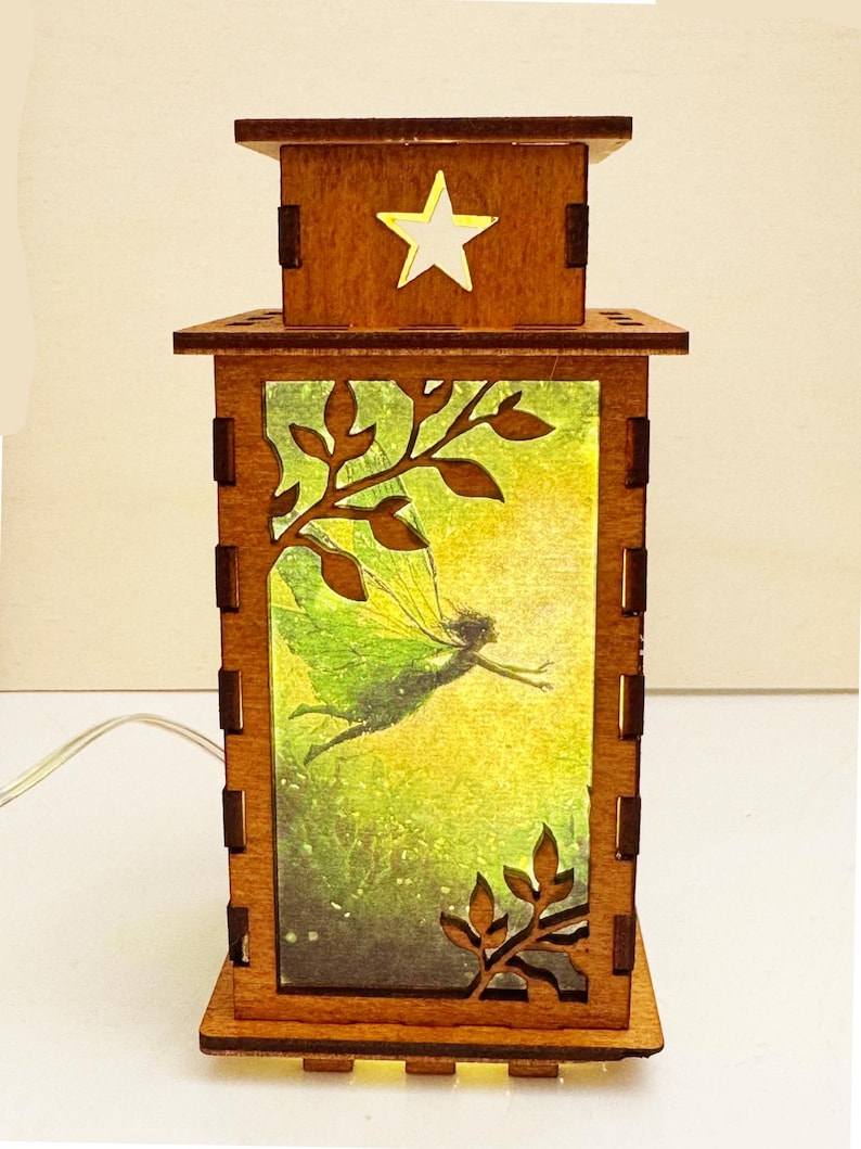 Fantasy Fairy Night Lamp Lantern, Magical Fairy Forest Glowing Wooden ...