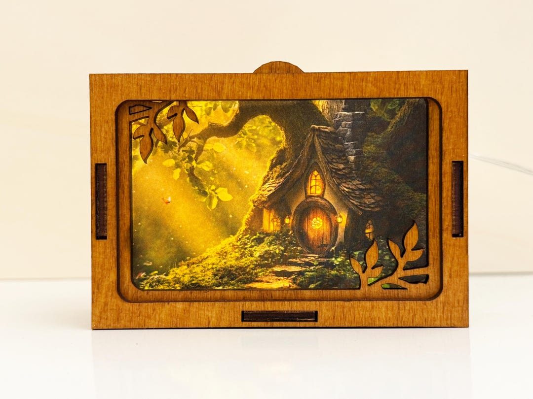Hobbit House Fairy Night Lamp Lantern, Fairy Hobbit Glowing Wooden Lamp ...