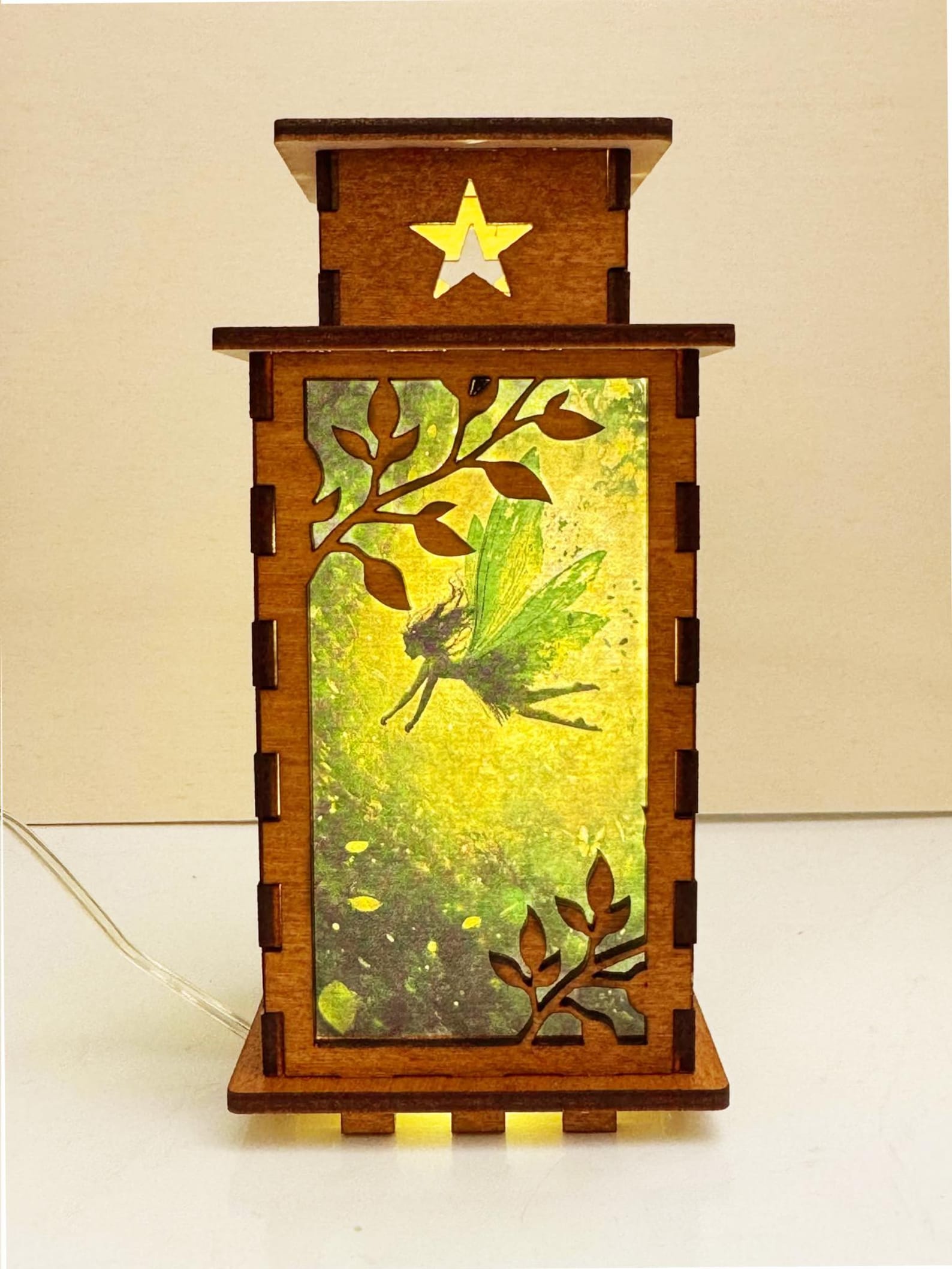 Fantasy Fairy Night Lamp Lantern, Magical Fairy Forest Glowing Wooden ...