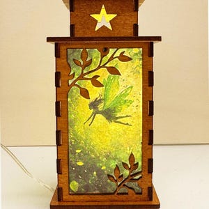Fantasy Fairy Night Lamp Lantern, Magical Fairy Forest Glowing Wooden ...