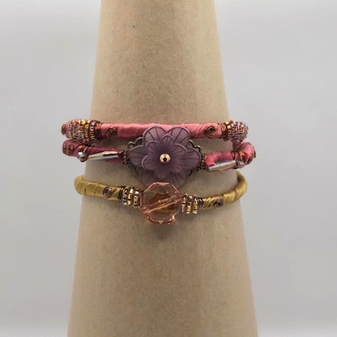 Bangle Bracelets, Set of Three, Boho Chic Jewelry, Stackable Bracelets ...